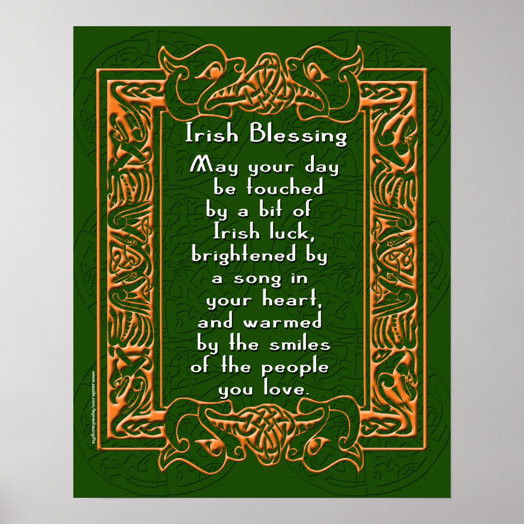 Irish Blessing with Celtic Font and Background Poster | Zazzle