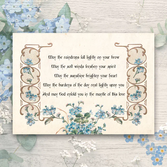 Irish Blessing with Elegant Floral Border Postcard | Zazzle