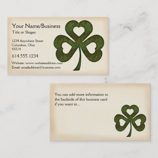 Irish Business Card :: Three Hearted Shamrock D1 | Zazzle