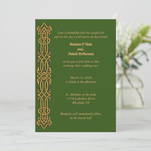 Irish Celtic Design Wedding Invitation | Zazzle