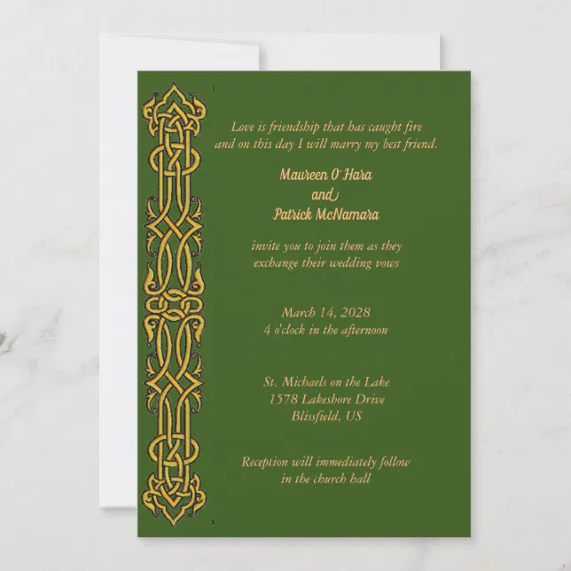 Irish Celtic Design Wedding Invitation | Zazzle