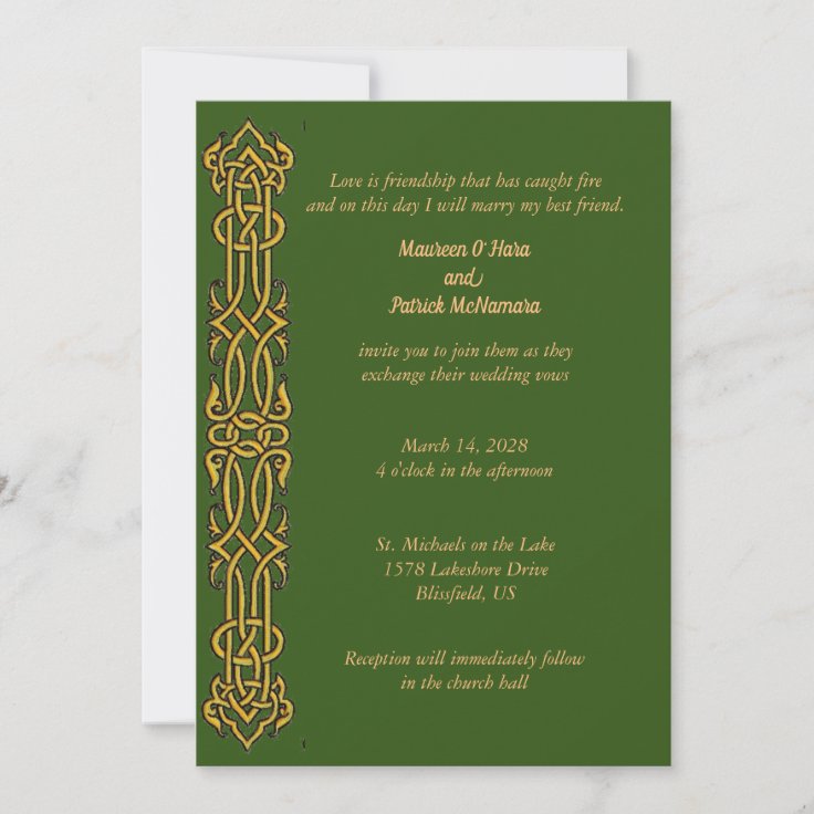 Irish Celtic Design Wedding Invitation | Zazzle
