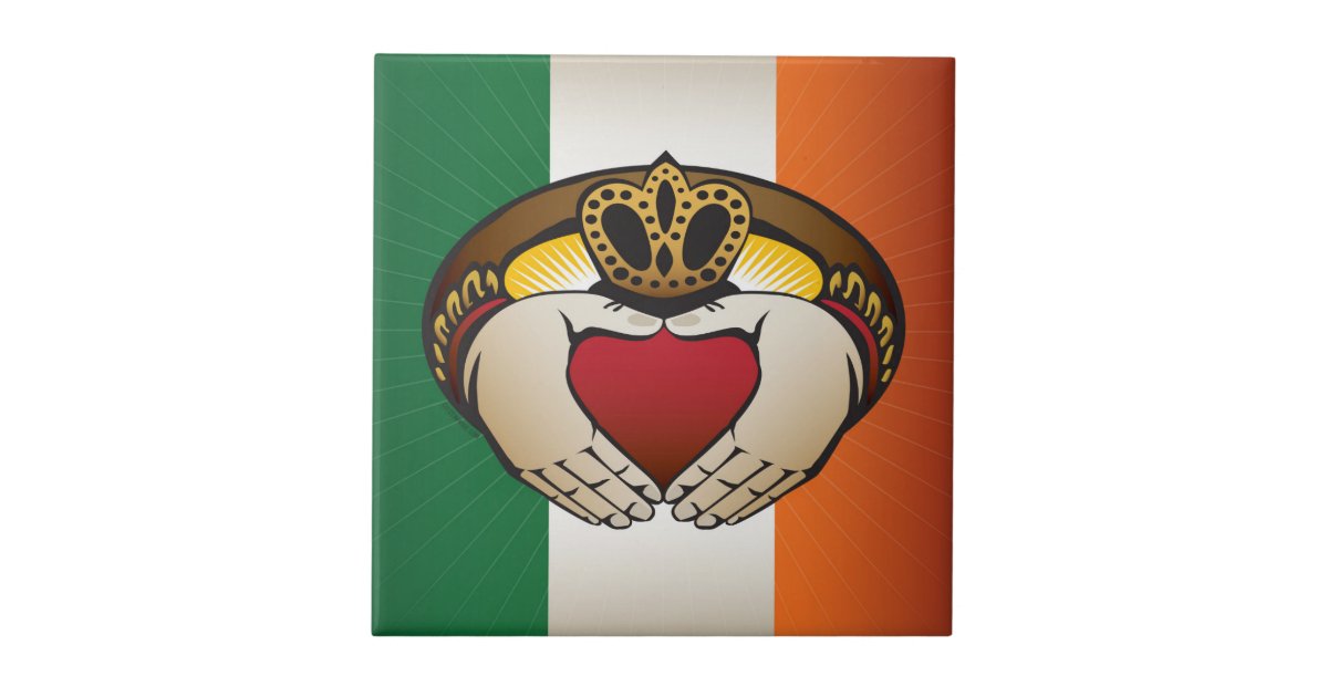 Irish Claddagh Flag Crest Ceramic Tile | Zazzle