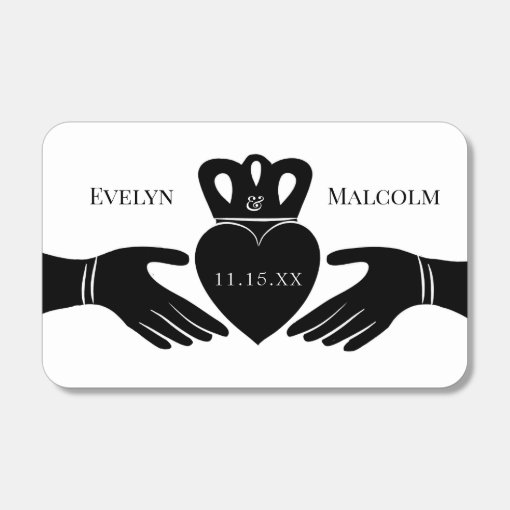 Irish Claddagh Ring Simple Black and White Wedding Matchboxes | Zazzle