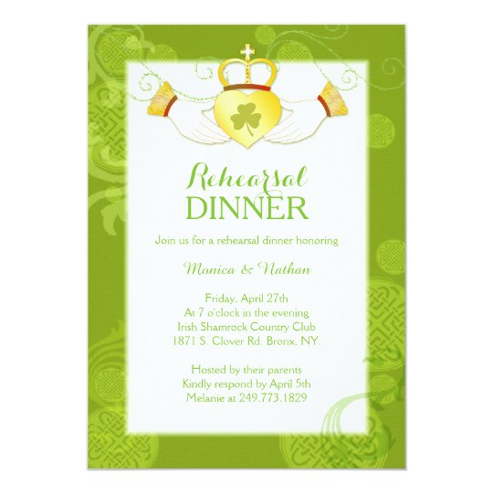 Irish Claddagh Ring Wedding Rehearsal Dinner Invitation | Zazzle.com