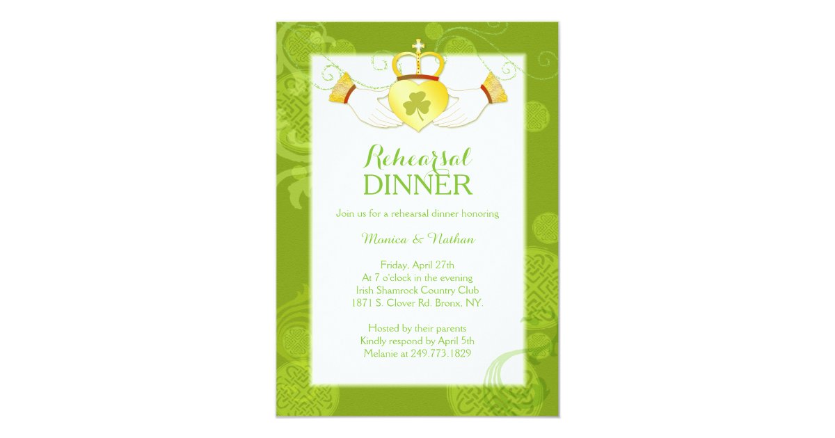 Irish Claddagh Ring Wedding Rehearsal Dinner Invitation | Zazzle.com