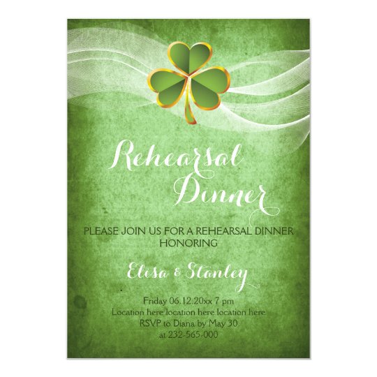 Irish clover & veil wedding rehearsal dinner invitation | Zazzle.com