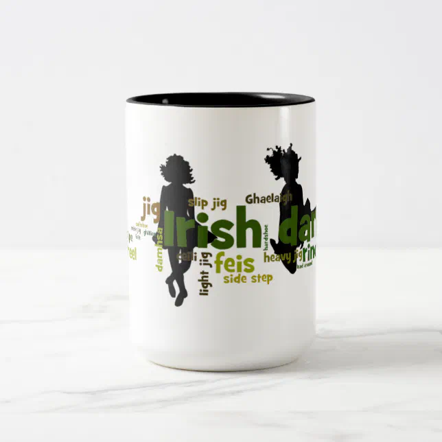 Irish Dance Wordle - Black Two-Tone Coffee Mug | Zazzle