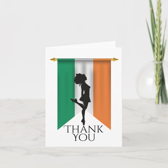 Irish Dancer and Flag of Ireland Hard Shoe Dance Thank You Card ...