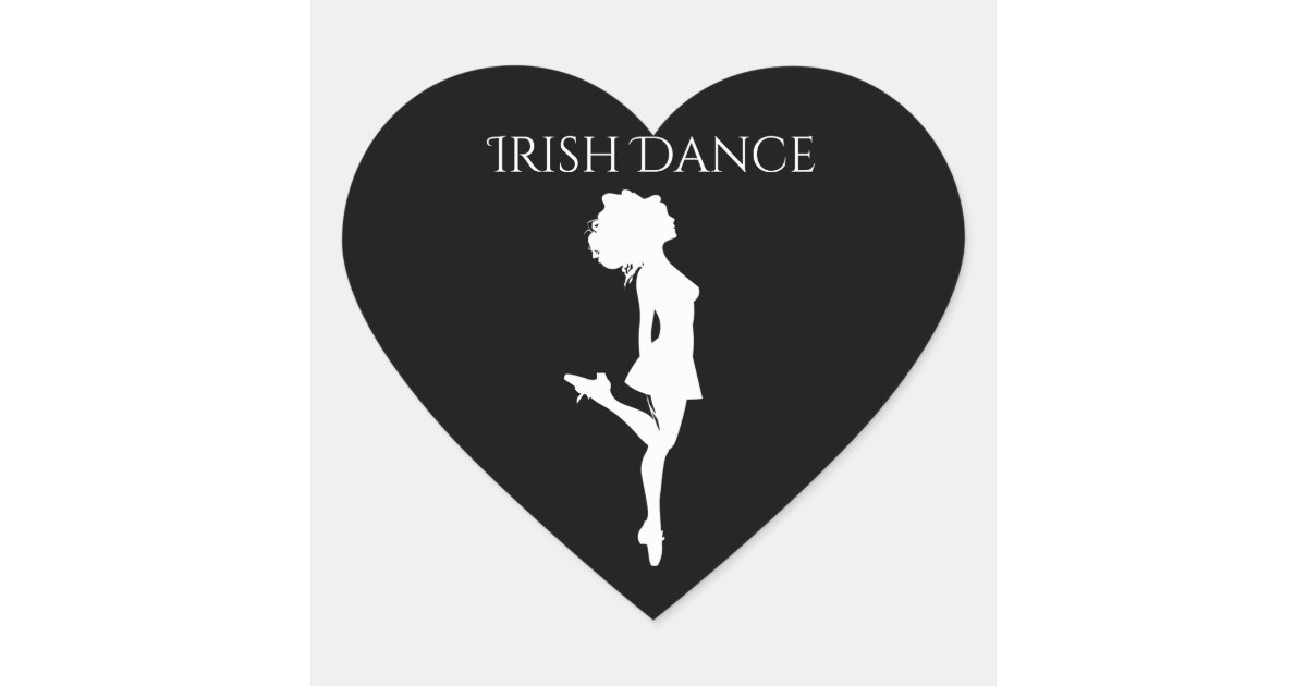 Irish Dancer Hard Shoe Black and White Dance Heart Sticker | Zazzle