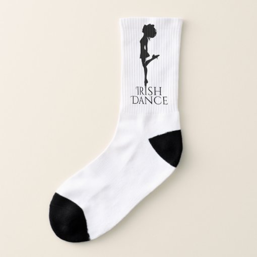 Irish Dancer Hard Shoe Black and White Dance Socks | Zazzle