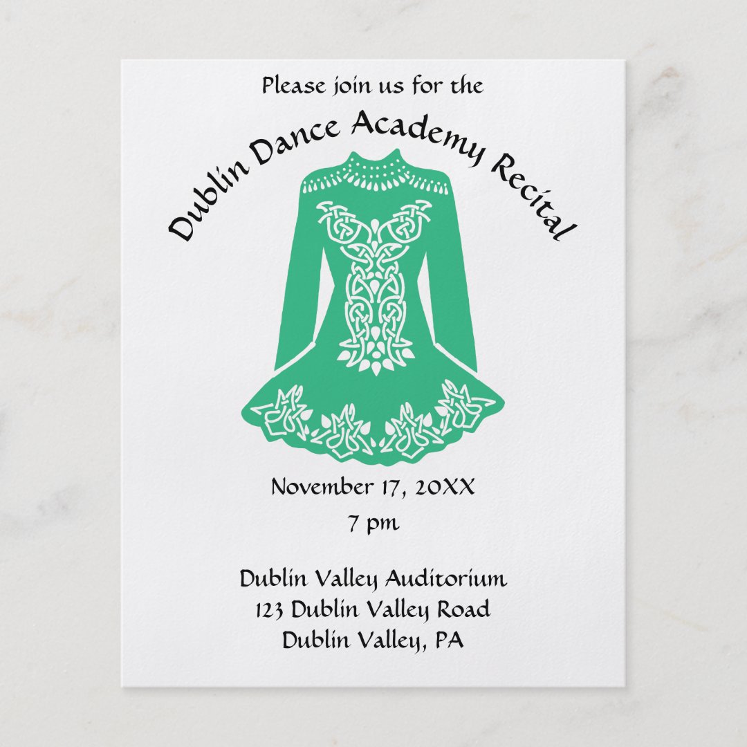 Irish Dancing Dancer Dress Dance Recital Flyer | Zazzle