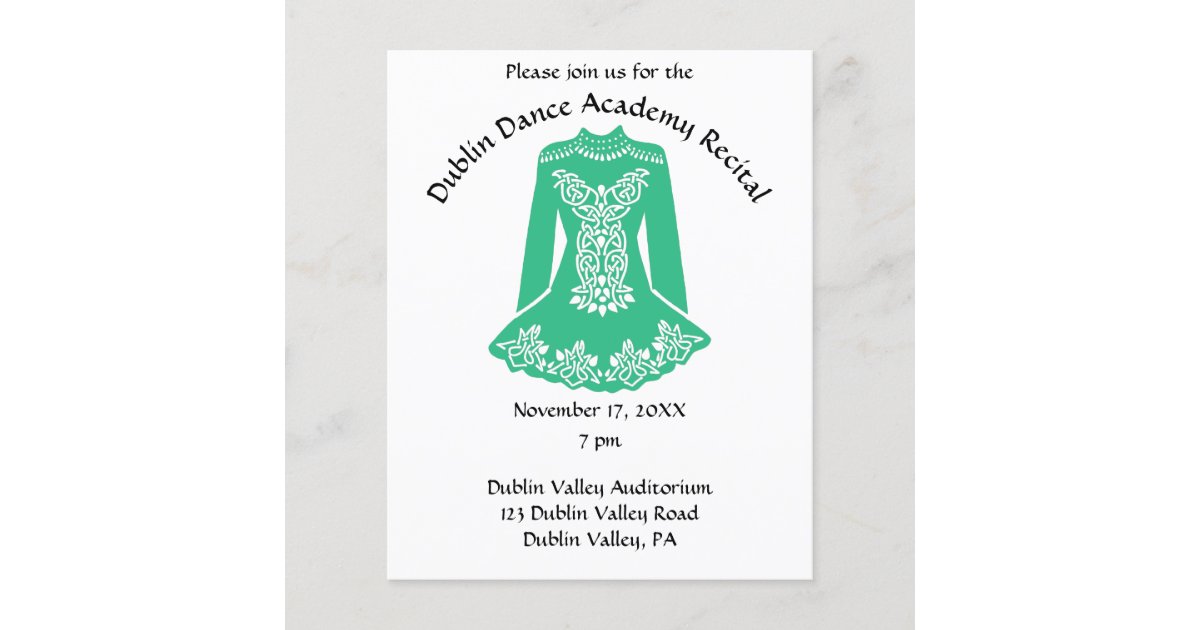 Irish Dancing Dancer Dress Dance Recital Flyer | Zazzle