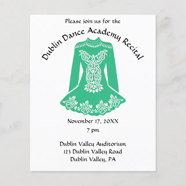 Irish Dancing Dancer Dress Dance Recital Flyer | Zazzle