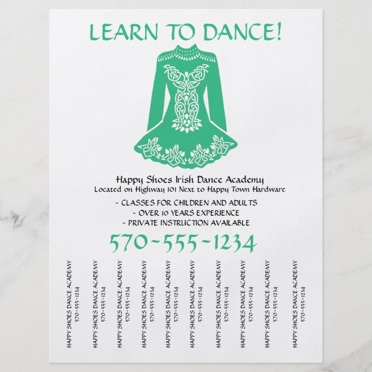 Irish Dancing Lessons Class Tear Off Strips Flyer | Zazzle