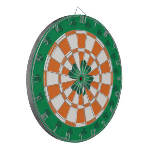 Irish Dartboard: Shamrock Green, Orange, And White Dartboard With Darts ...
