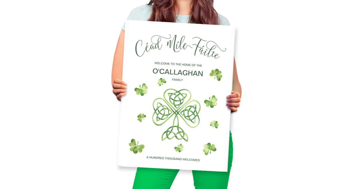 Irish Family Home Welcome Sign Cead Mile Failte | Zazzle