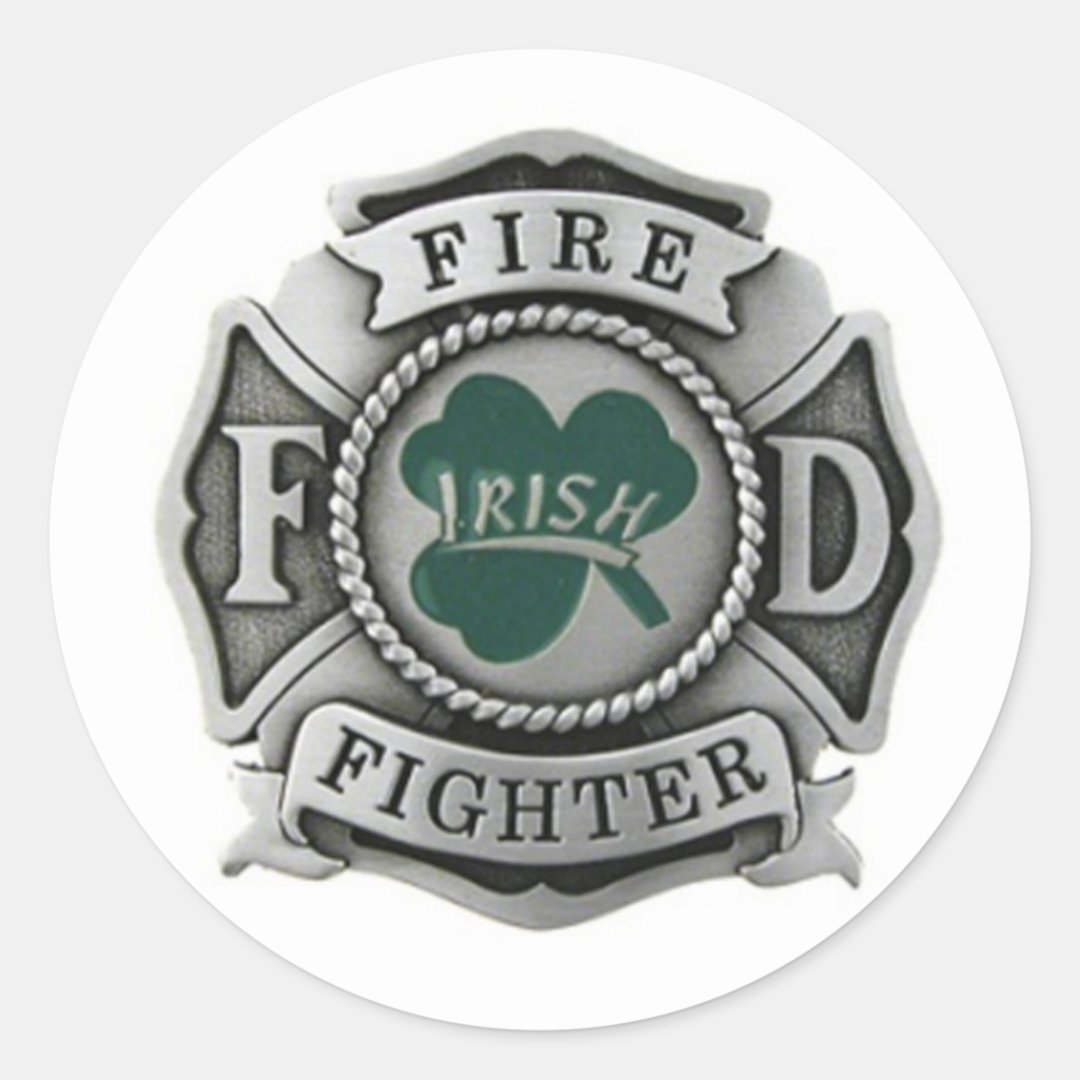 Irish Firefighter Badge Classic Round Sticker | Zazzle