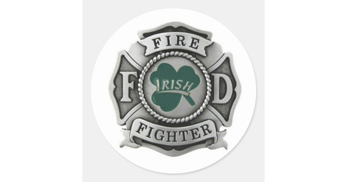 Irish Firefighter Badge Classic Round Sticker | Zazzle