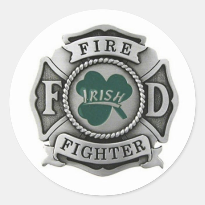 Irish Firefighter Badge Classic Round Sticker | Zazzle.com