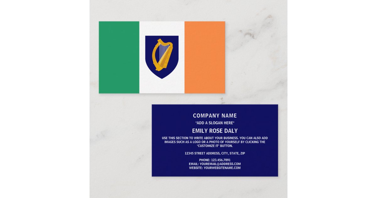 Irish Flag & Coat of Arms, Republic of Ireland Business Card | Zazzle