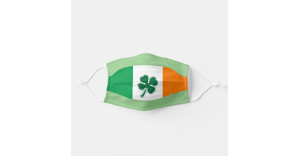 Irish Flag Face Mask with Four Leaf Clover | Zazzle
