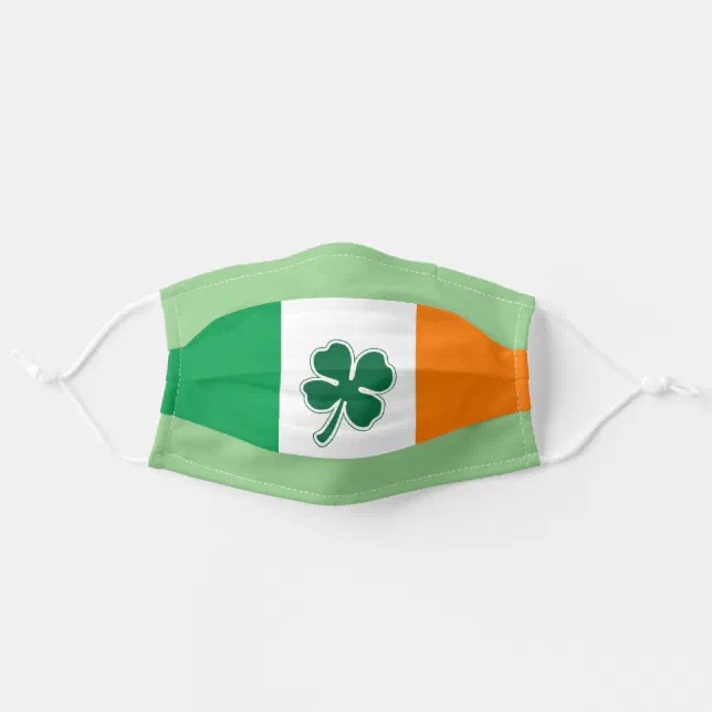 Irish Flag Face Mask with Four Leaf Clover | Zazzle