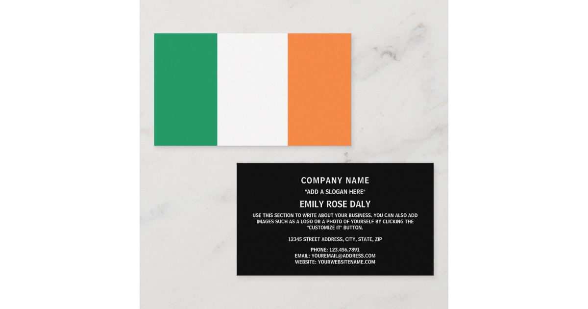 Irish Flag, Flag of Republic of Ireland Business Card | Zazzle