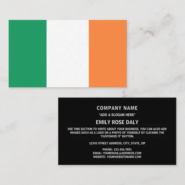 Irish Flag, Flag of Republic of Ireland Business Card | Zazzle