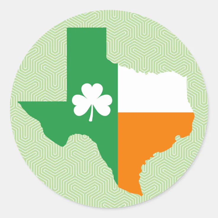 Irish Flag of Texas Classic Round Sticker | Zazzle