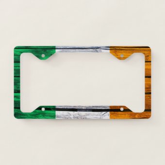 Irish Flag Rustic Wood License Plate Frame | Zazzle