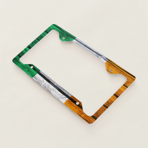Irish Flag Rustic Wood License Plate Frame | Zazzle