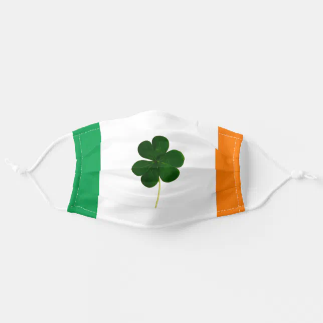 Irish Flag Shamrock Clover Symbol Ireland Adult Cloth Face Mask | Zazzle