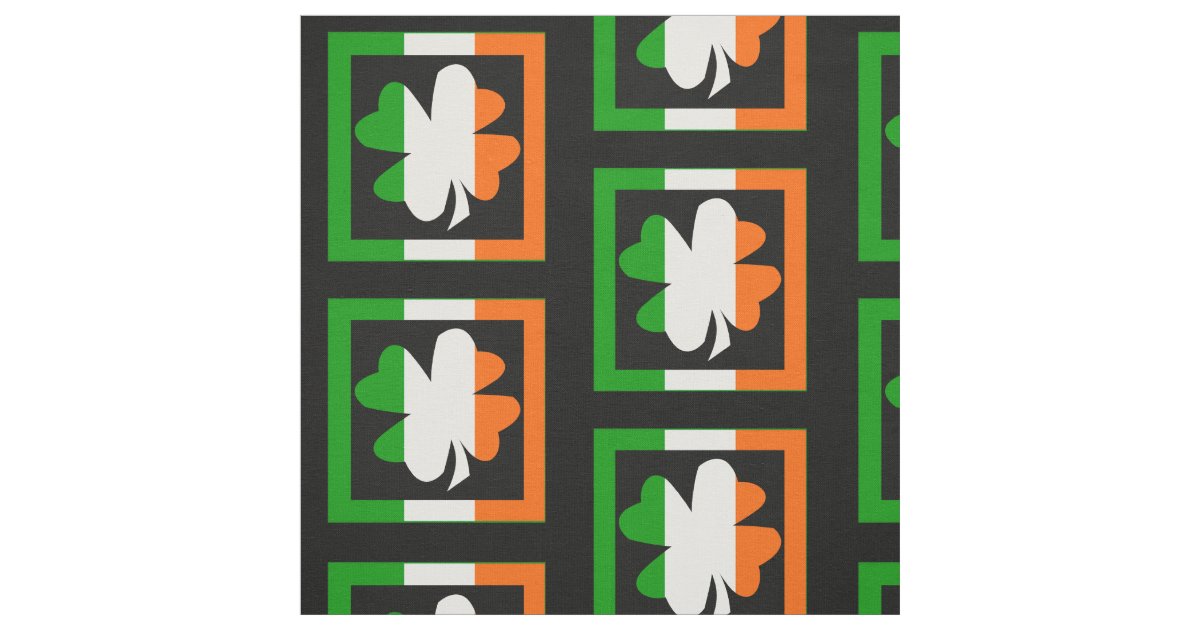 Irish Flag Shamrock Pattern Fabric | Zazzle