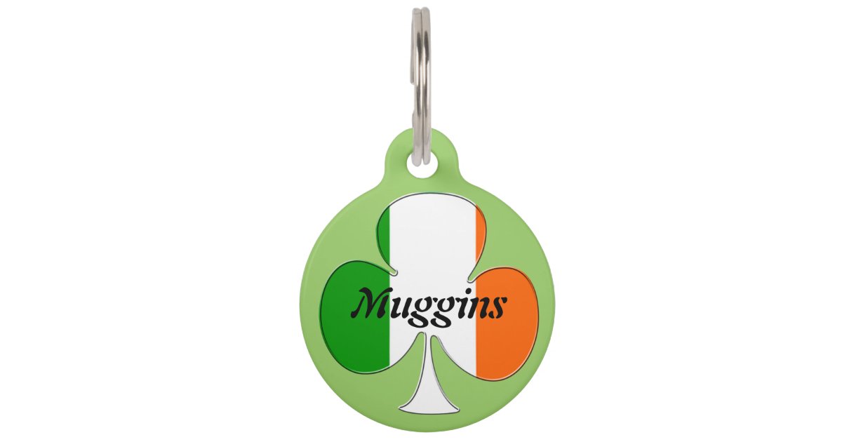 Irish Flag Shamrock Pet ID Tag | Zazzle