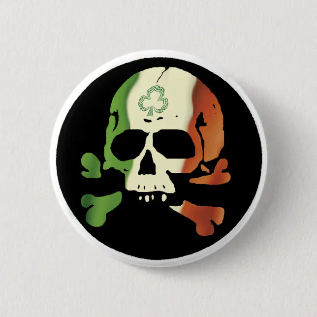 Irish flag skull button | Zazzle