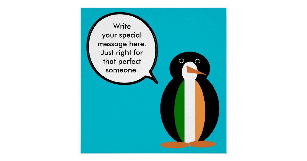 Irish Flag Talking Ms. Penguin Poster | Zazzle