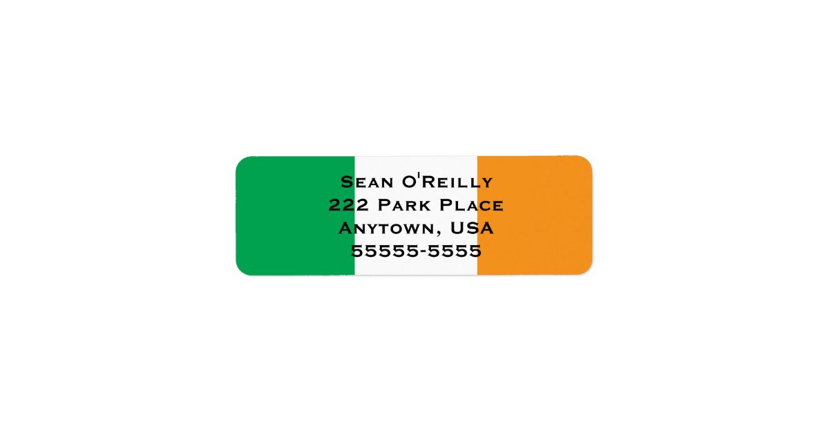 Irish Flag Tricolour Return Address Label Template | Zazzle