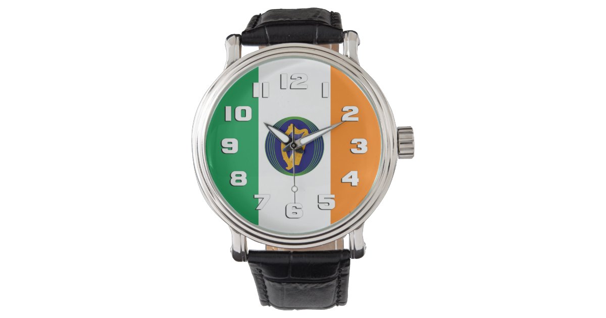 Irish Flag with Coat of Arms Watch | Zazzle
