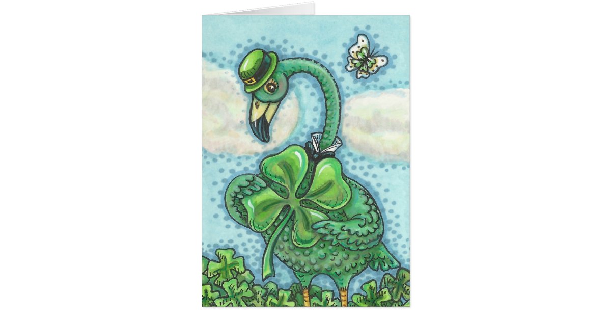 Irish Flamingo ST. PATRICK'S DAY NOTE CARD Blank | Zazzle