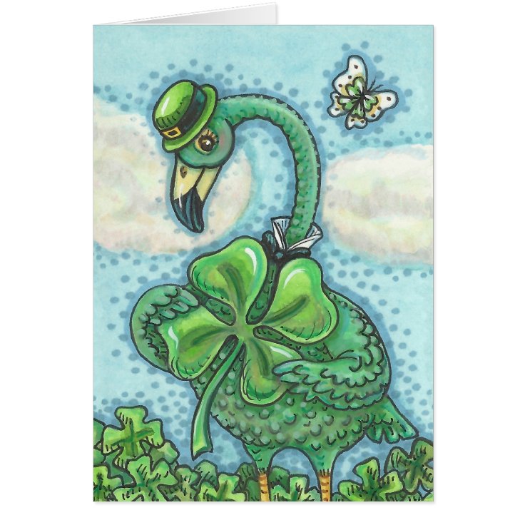 Irish Flamingo ST. PATRICK'S DAY NOTE CARD Blank | Zazzle