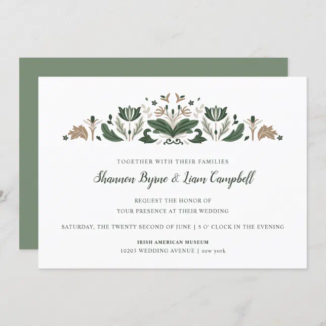 Irish Folk Art | Modern Floral Celtic Wedding Invitation | Zazzle