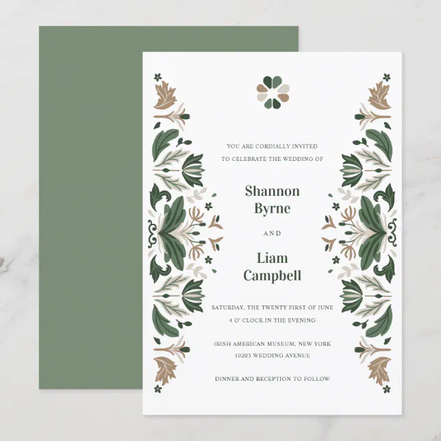 Irish Folk Art Shamrock Celtic Wedding Invitation | Zazzle