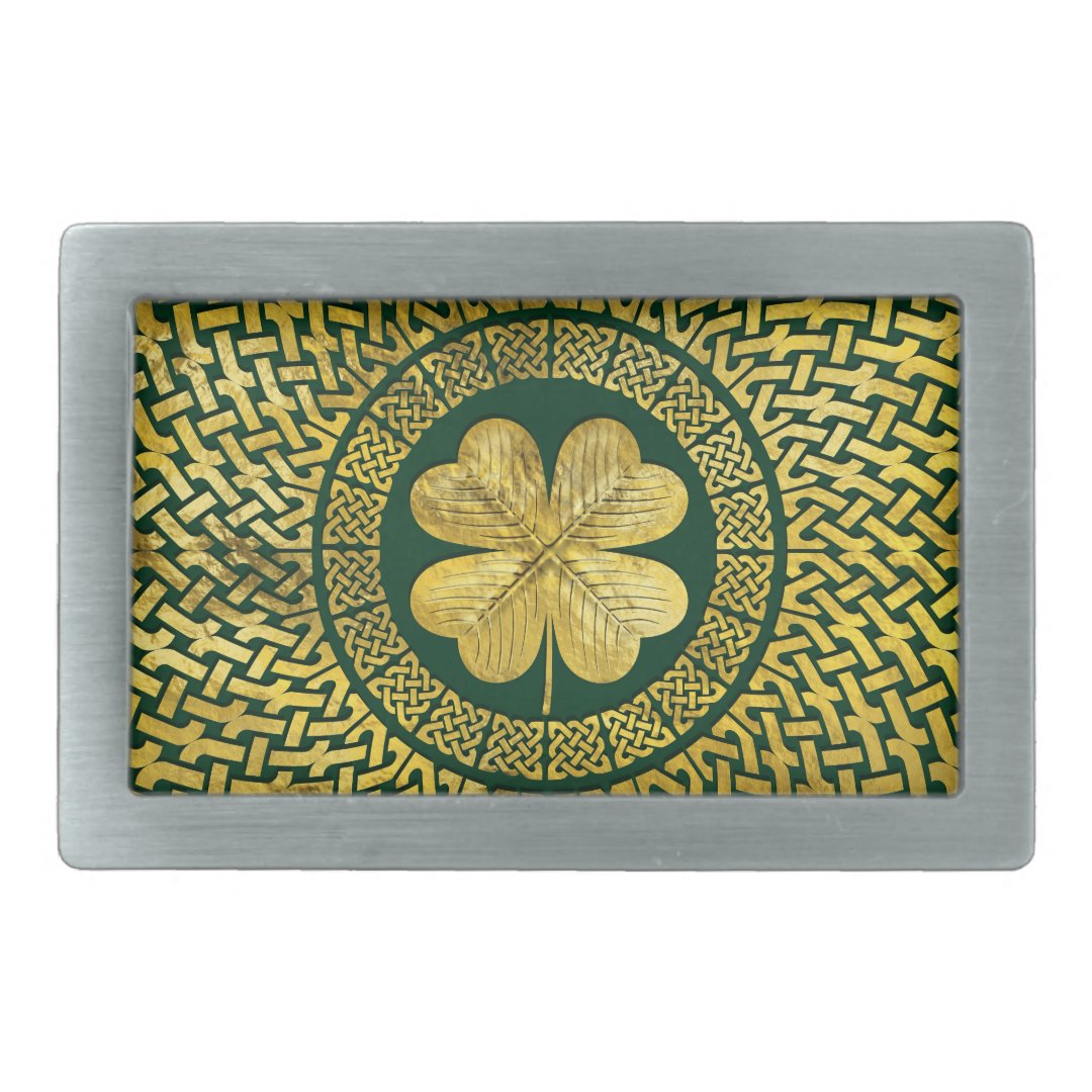Irish Four-leaf clover with Celtic Knot Belt Buckle | Zazzle