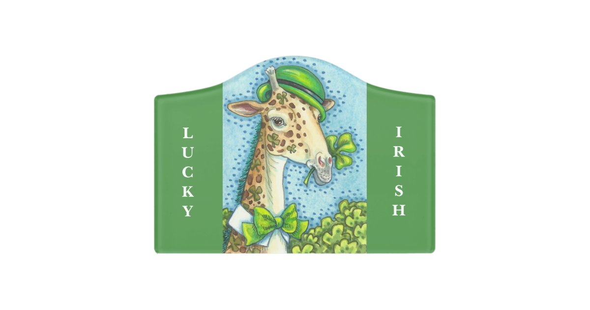 IRISH GIRAFFE ST. PATRICK'S DAY DOOR / ROOM SIGN | Zazzle