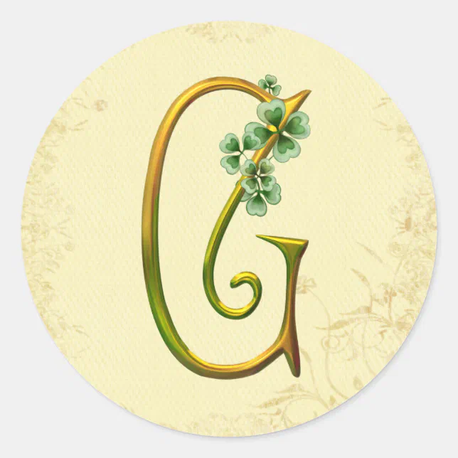 Irish Gold Monogram G Classic Round Sticker | Zazzle