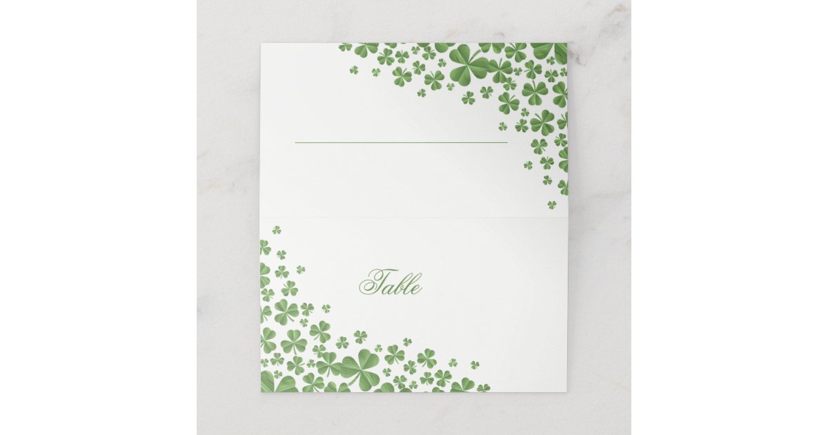 Irish Green Shamrock Wedding Place Card | Zazzle