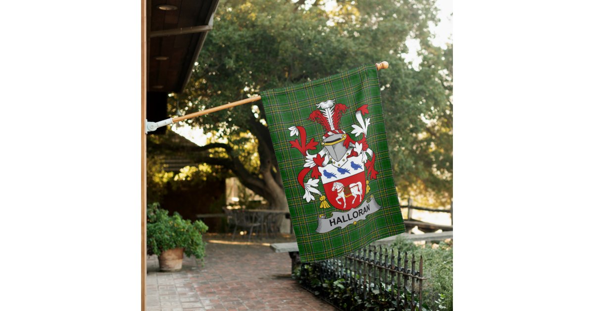Irish Halloran or O_Halloran Coat of Arms Family House Flag | Zazzle