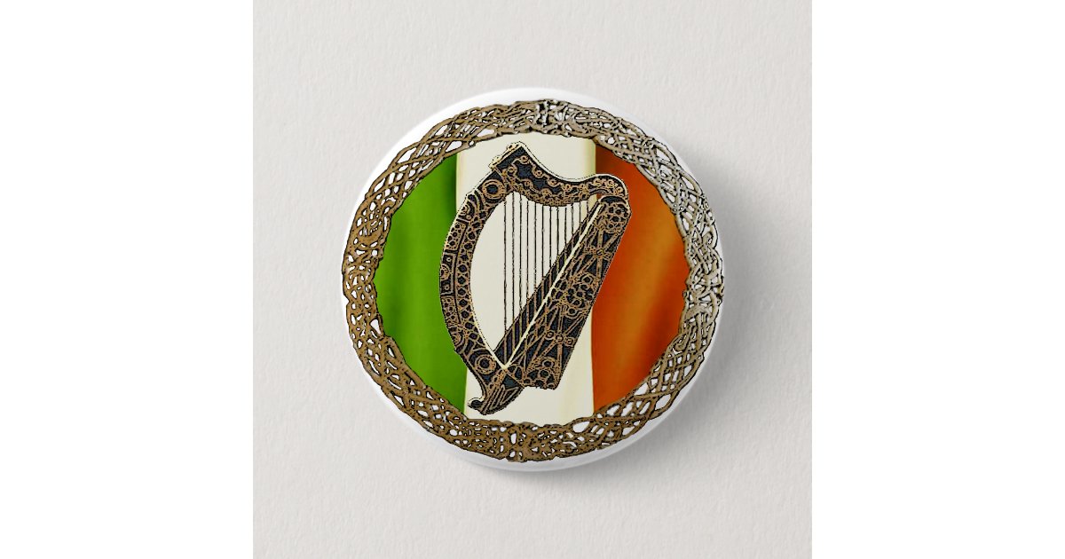 Irish Harp Button | Zazzle