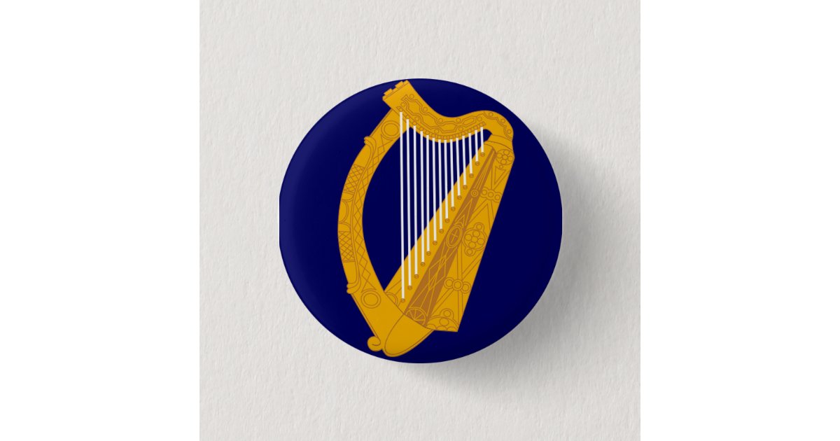 Irish harp emblem badge button | Zazzle